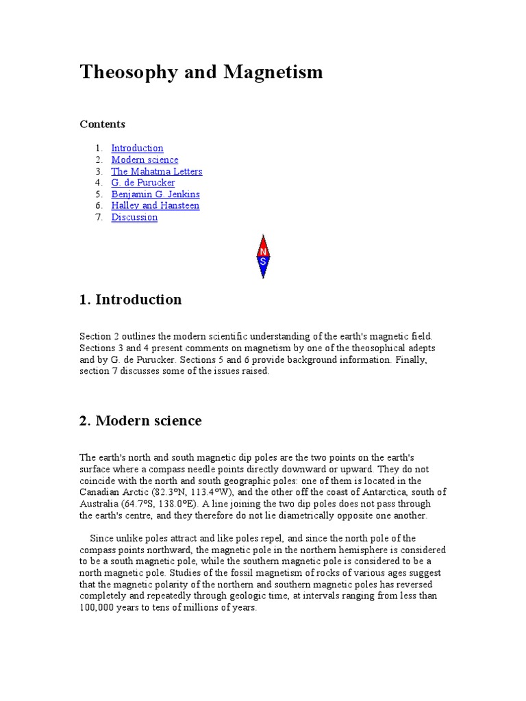Theosophy and Magnetism | PDF | Earth's Magnetic Field | Compass
