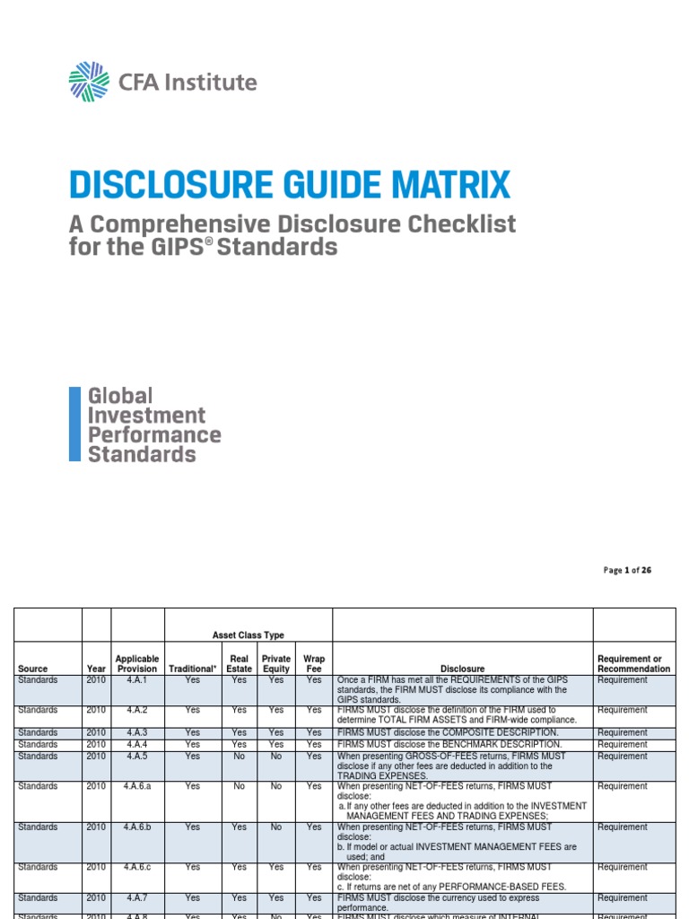 Disclosure Guide Matrix: A Comprehensive Disclosure Checklist For The ...