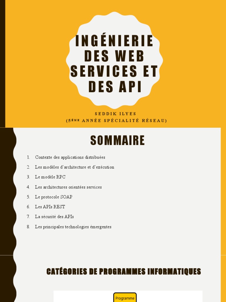 Cours Services Web APIs Programmation Ditribuee | PDF | Transfert d'État représentationnel ...