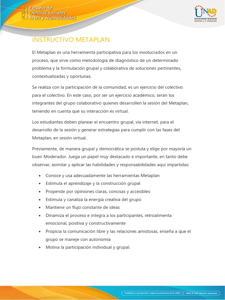 Anexo 1 - Instructivo Metaplan | PDF | Aprendizaje | Sicología