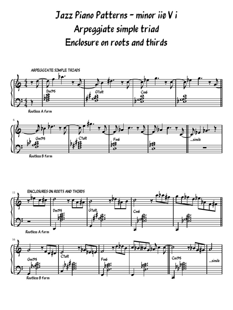 Jazz Piano Patterns - Minor Iiø V I | PDF | Music Theory | Elements Of ...