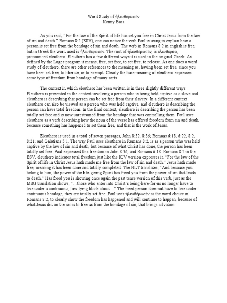 Word Study - Week 4 | PDF | Epistle To The Romans | Paul The Apostle