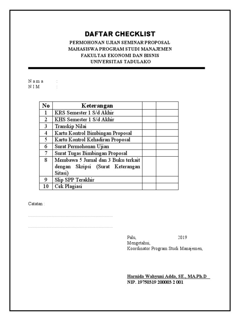 Daftar Ceklist Terbaru-1-1 | PDF