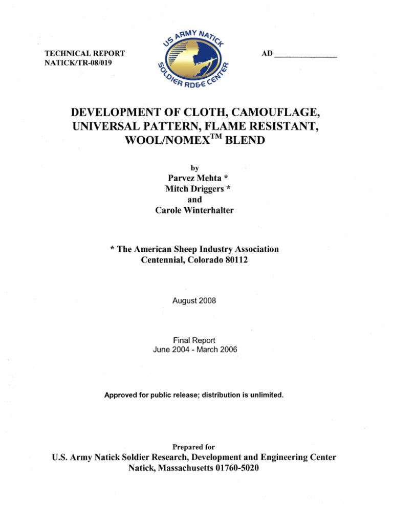 A 492730 - Performance of Nomex Military Uniforms in Attacks by Flame ...