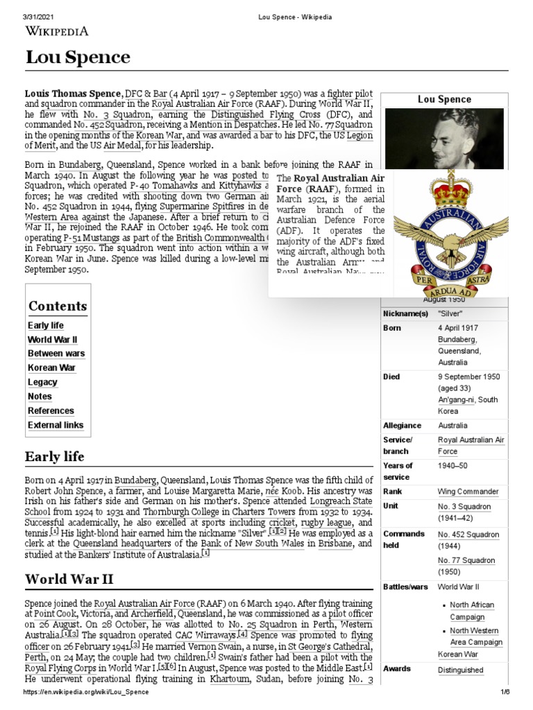 Lou Spence | PDF | Air Forces | Military Of Australia
