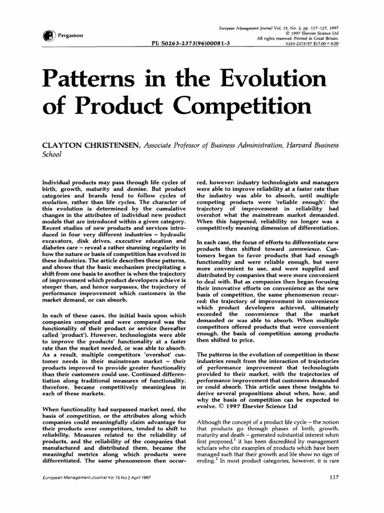 Patterns in The Evolution of Product Competition: Clayton Christensen ...