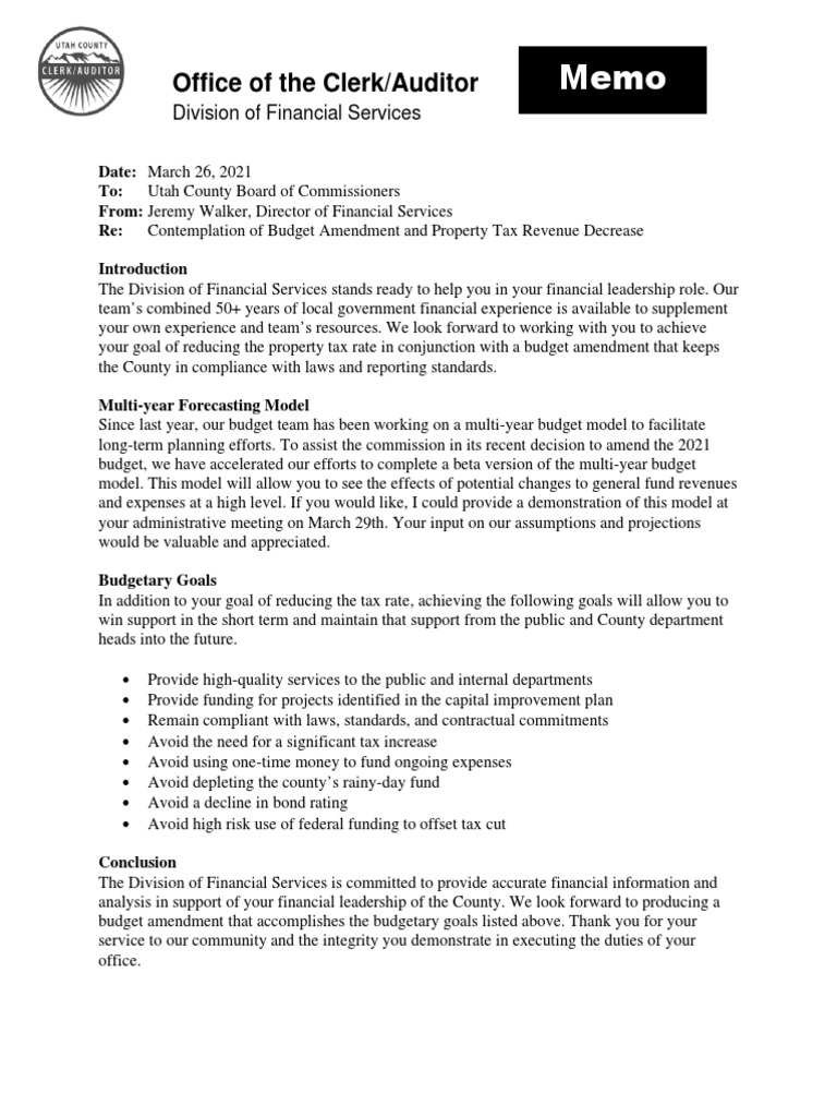 Budget Amendment Proposal Overview | PDF | Taxes | Budget