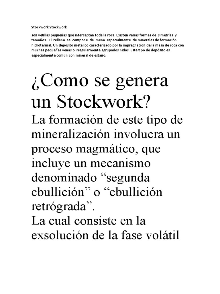 Stockwork Stockwork | PDF | Magma | Roca (geología)