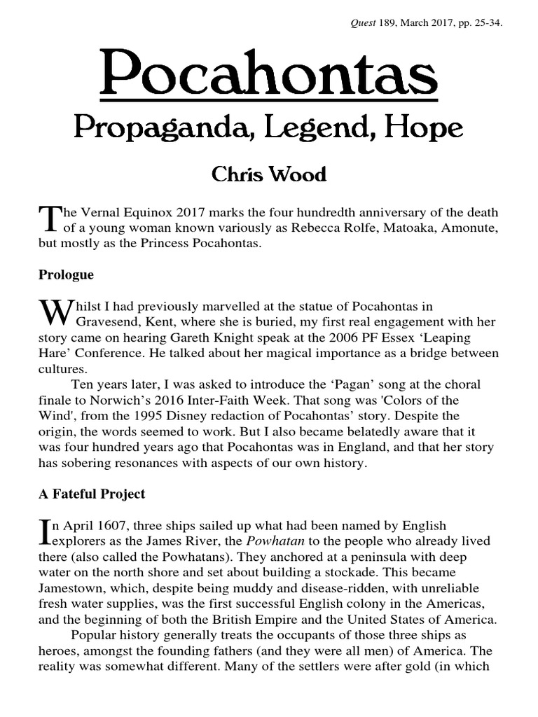 Pocahontas Propaganda, Legend, Hope and Noble Avatars by Chris Wood ...