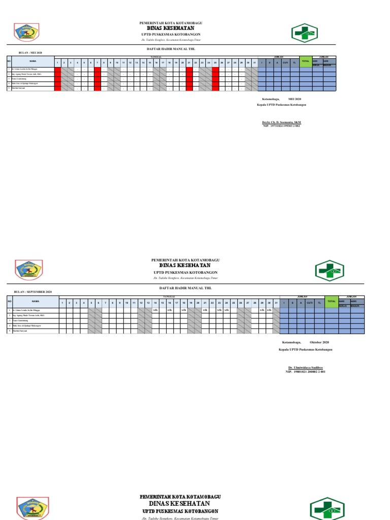 Rekapan Absen THL | PDF