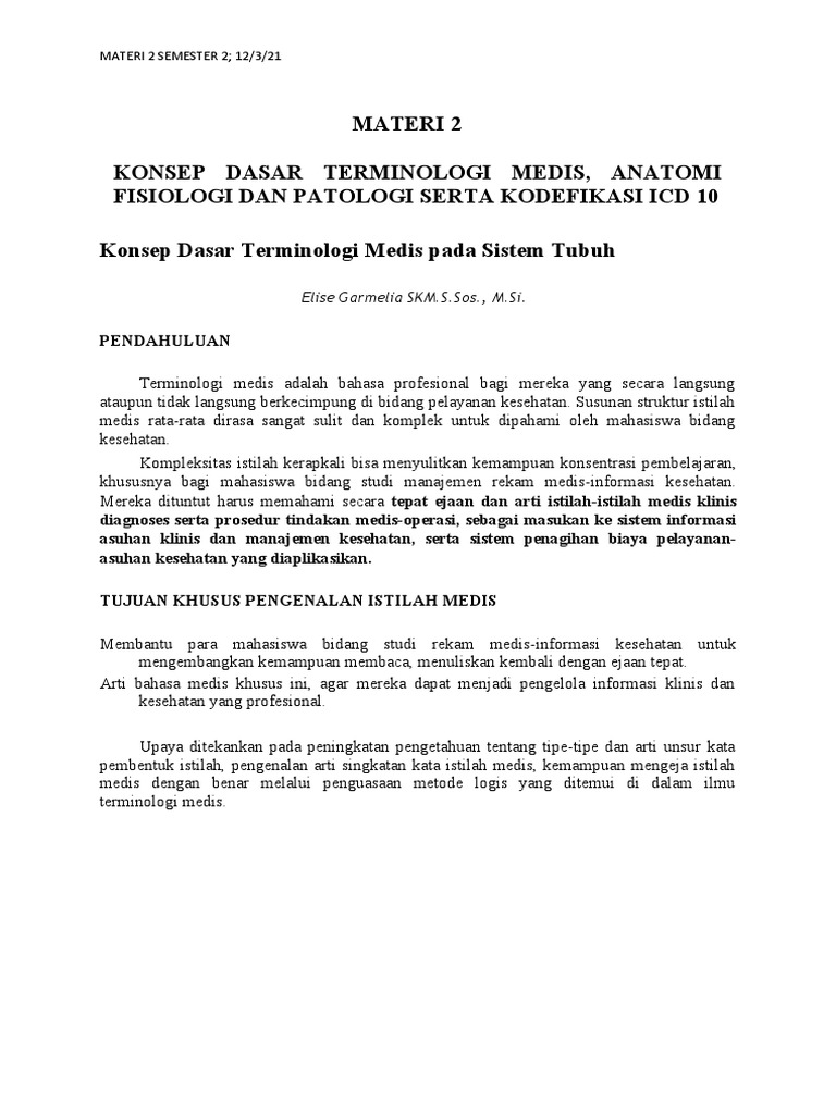 Dasar Terminologi Medis dan Kode ICD 10 | PDF