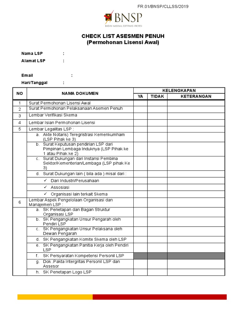 (D5) Check List Asesmen Penuh Dari Eddy BNSP | PDF