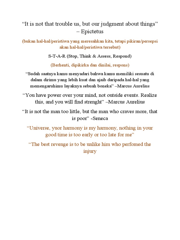 Quotes from Stoic Philosophy | PDF | Philosophy