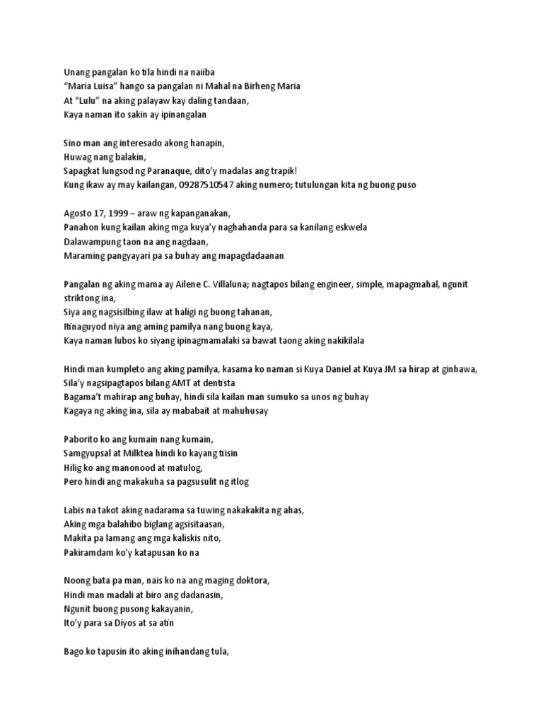 Tula Sa Filipino | PDF