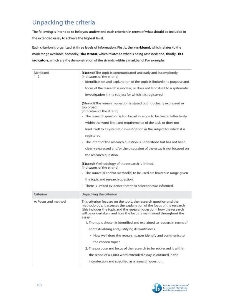 Unpacking The EE Criteria | PDF | Essays | Question