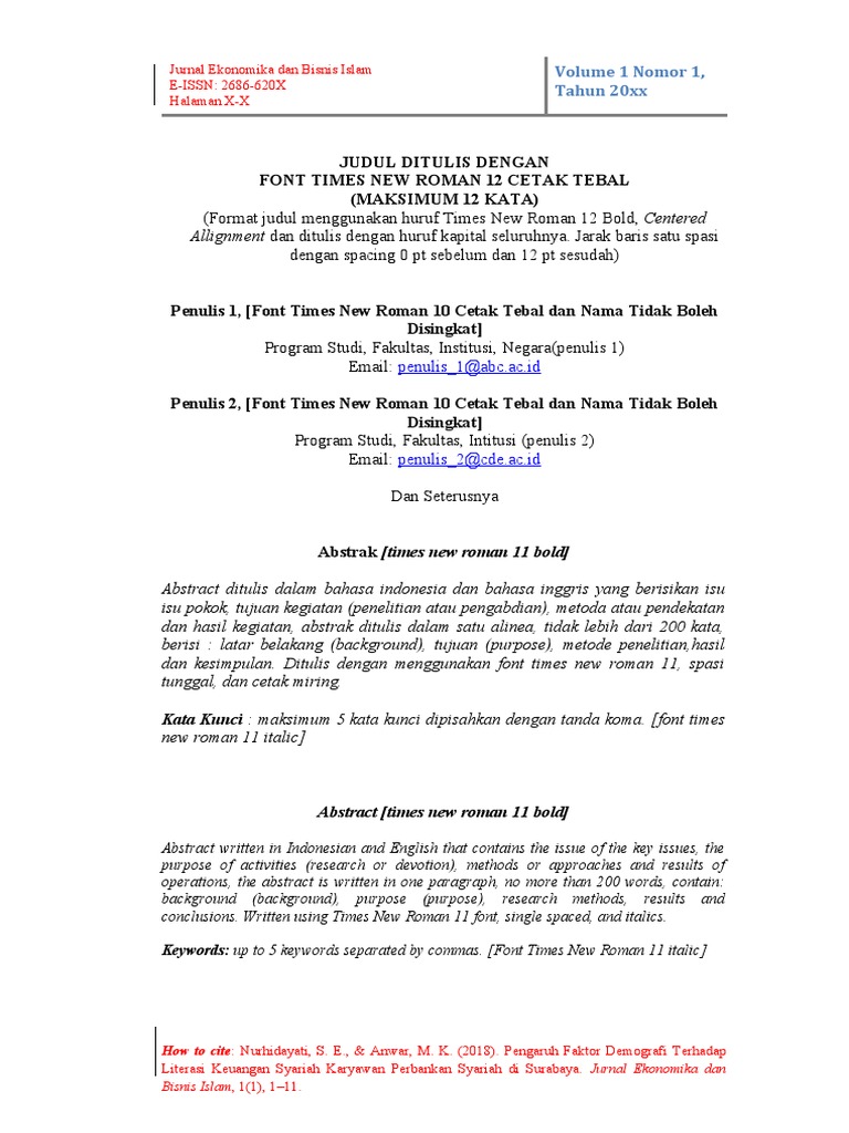 Template Jurnal Ekonomi Syariah | PDF