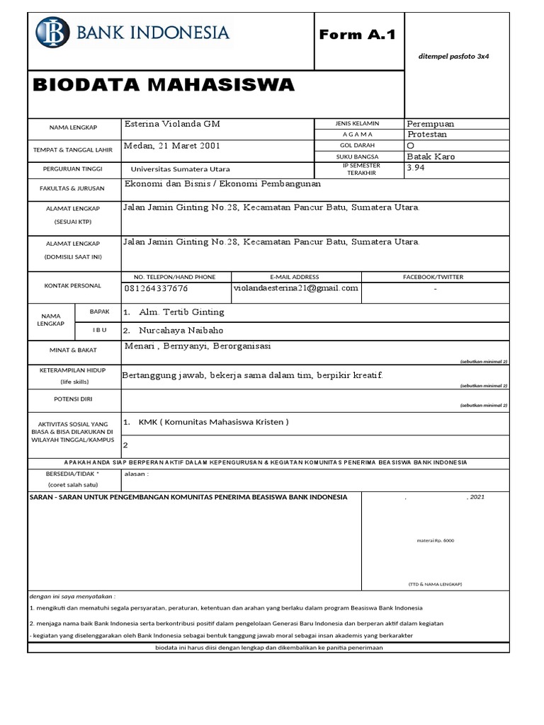 Form A1 Bank Indonesia | PDF