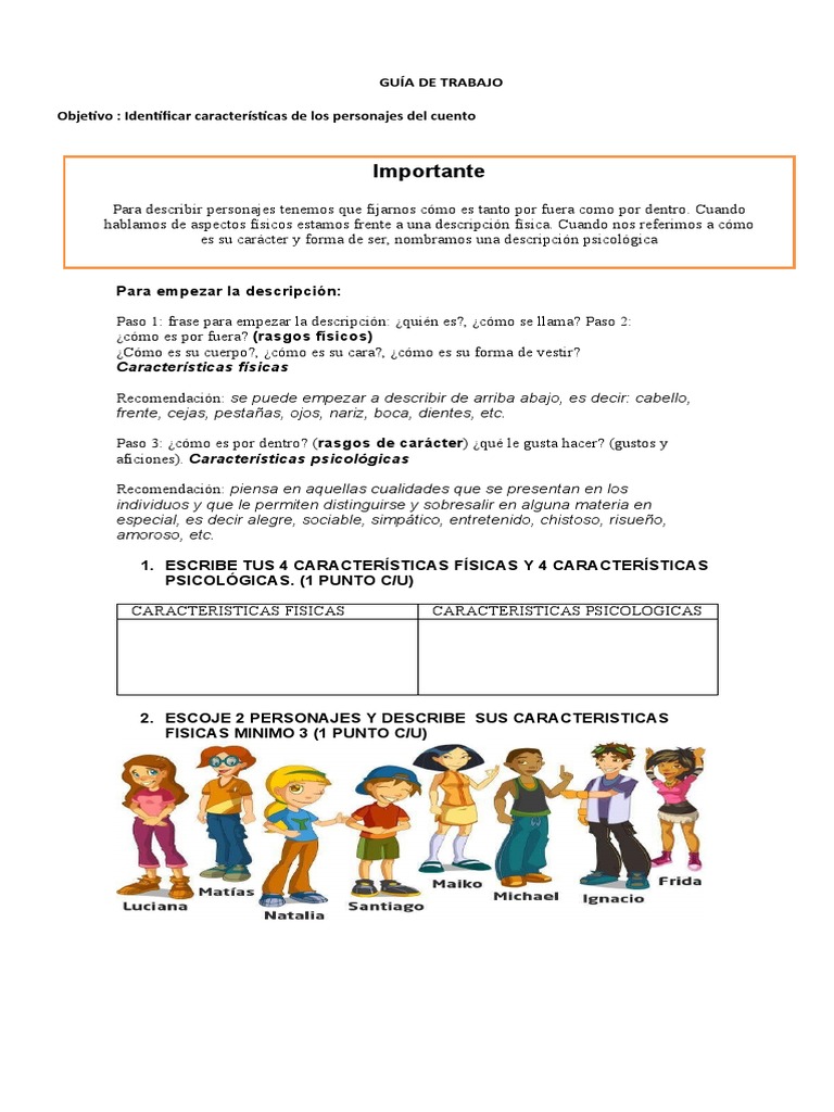 GUIA Descripcion de Personajes | PDF