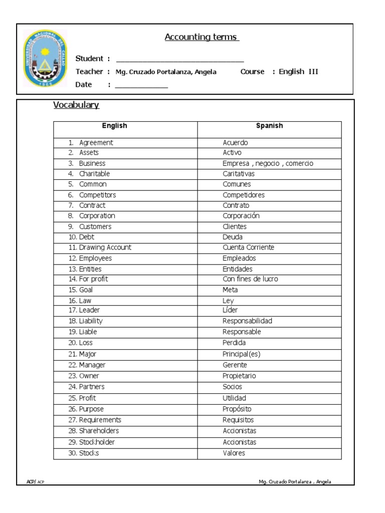 Accounting Words I | PDF | Business Law | Business