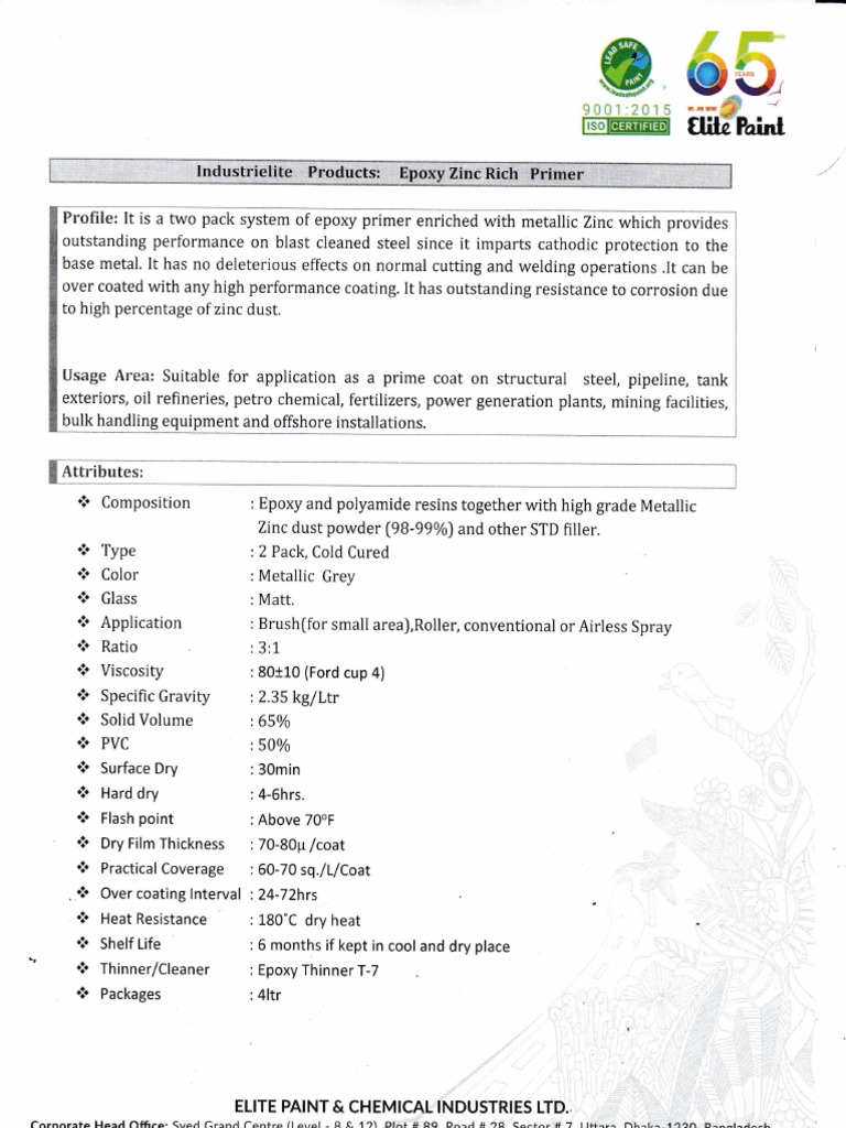 Epoxy Zinc Rich Primer | PDF | Epoxy | Paint