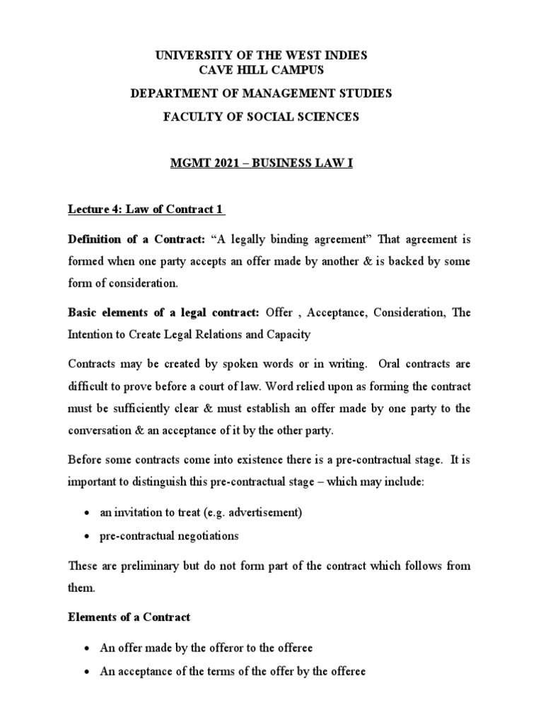 An Analysis of the Legal Elements and Requirements of a Valid Contract ...