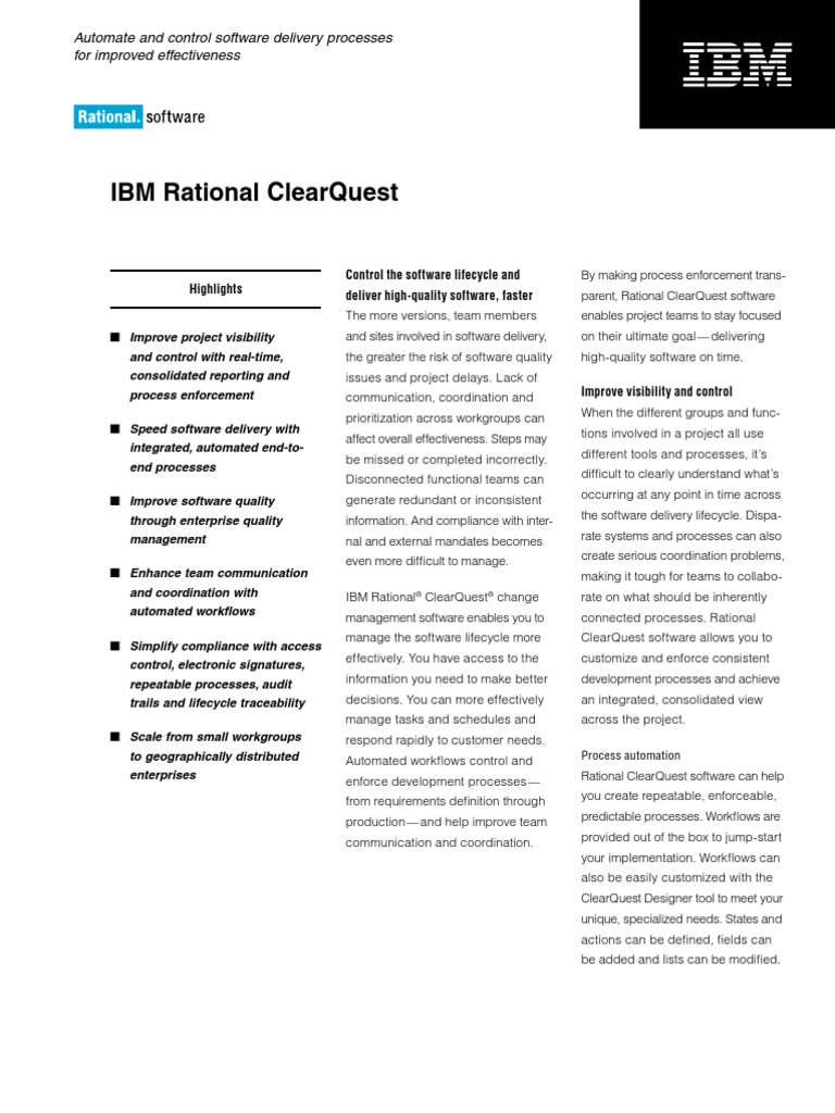Ibm Rational Clearquest: Automate and Control Software Delivery ...