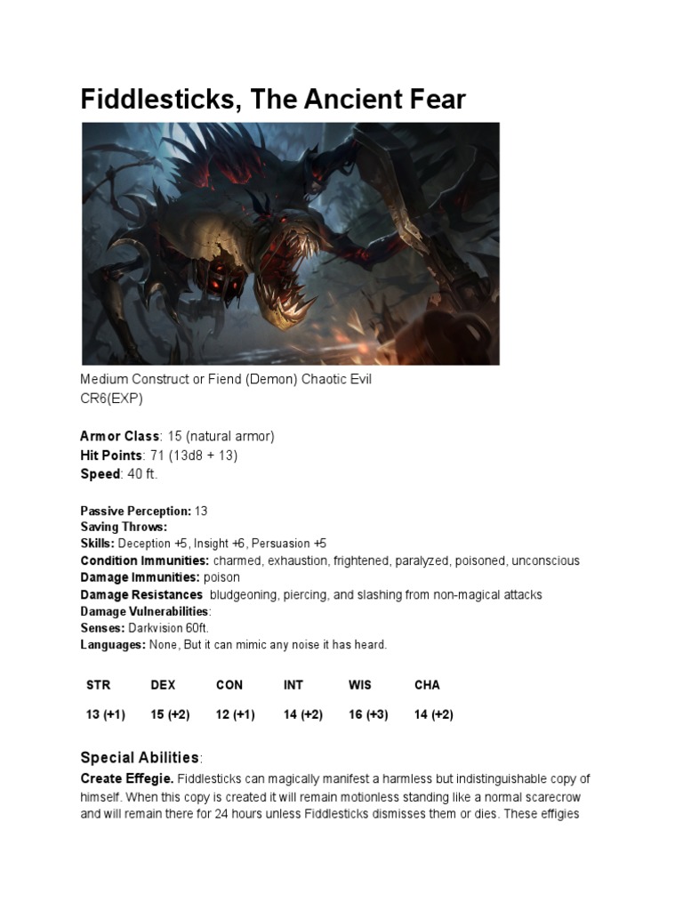 Fiddlesticks DND 5e | PDF | Demons