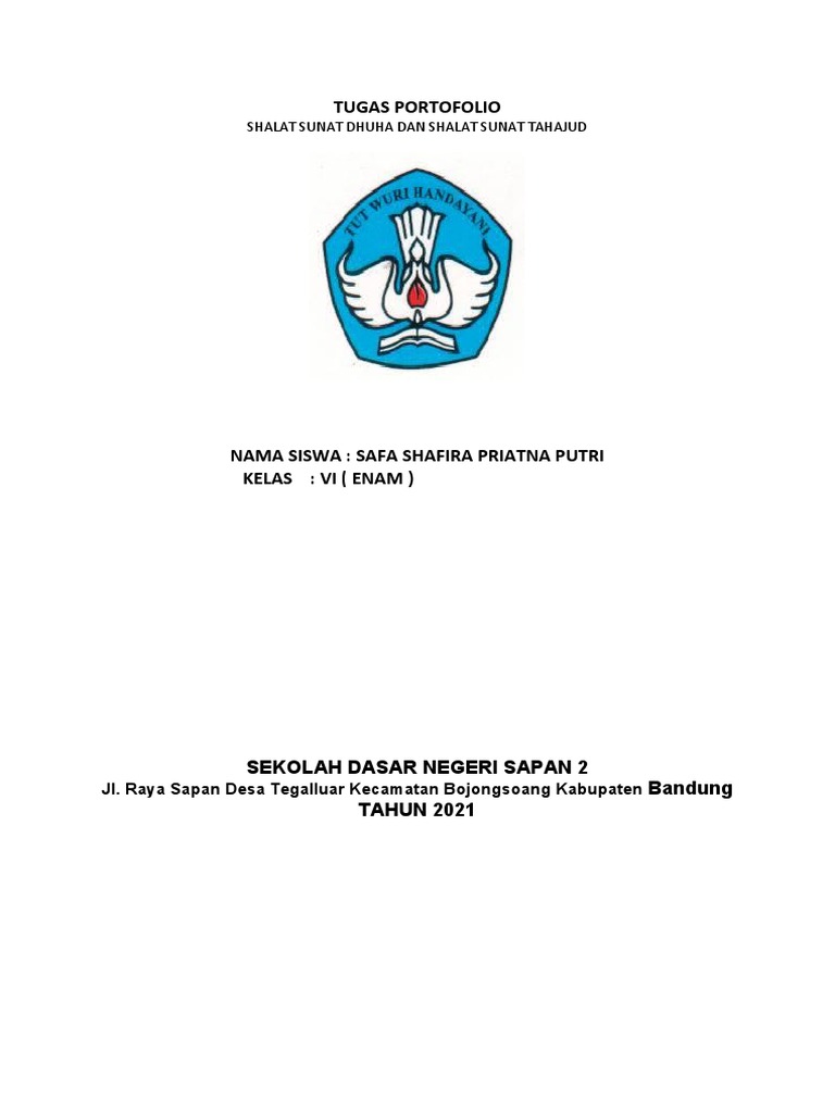 Tugas Portofolio Pai Kelas 6 | PDF