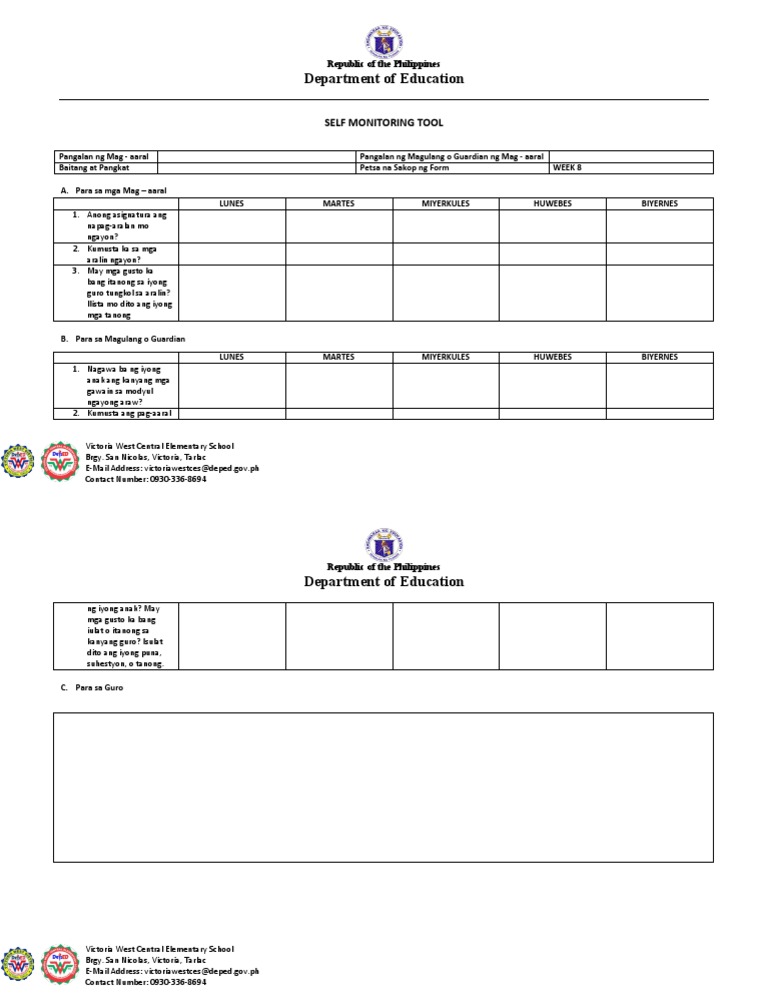 Self Monitoring Tool | PDF