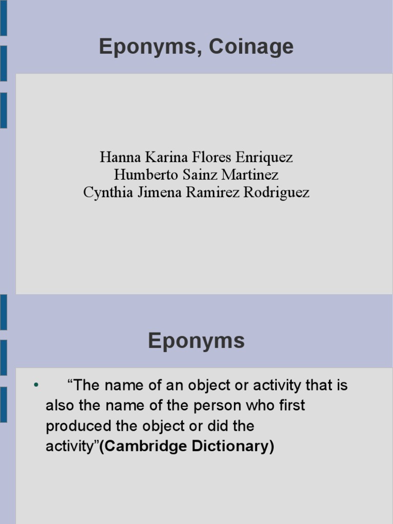 Word Formation, Eponyms and Coinage | PDF