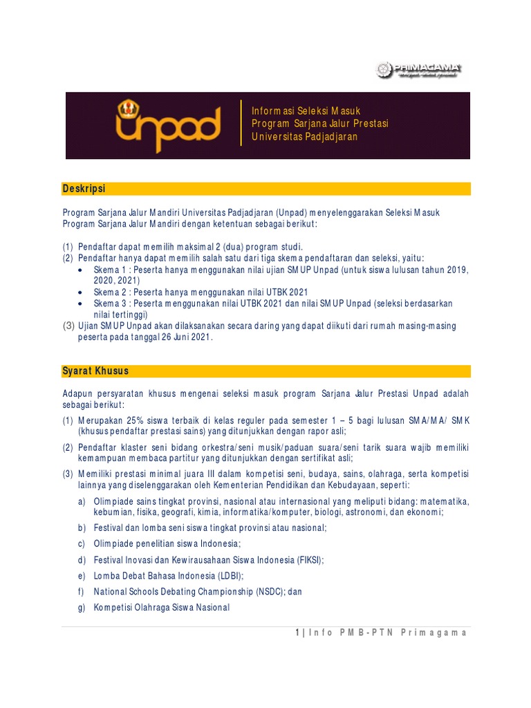 Seleksi Mandiri Unpad 2021 | PDF