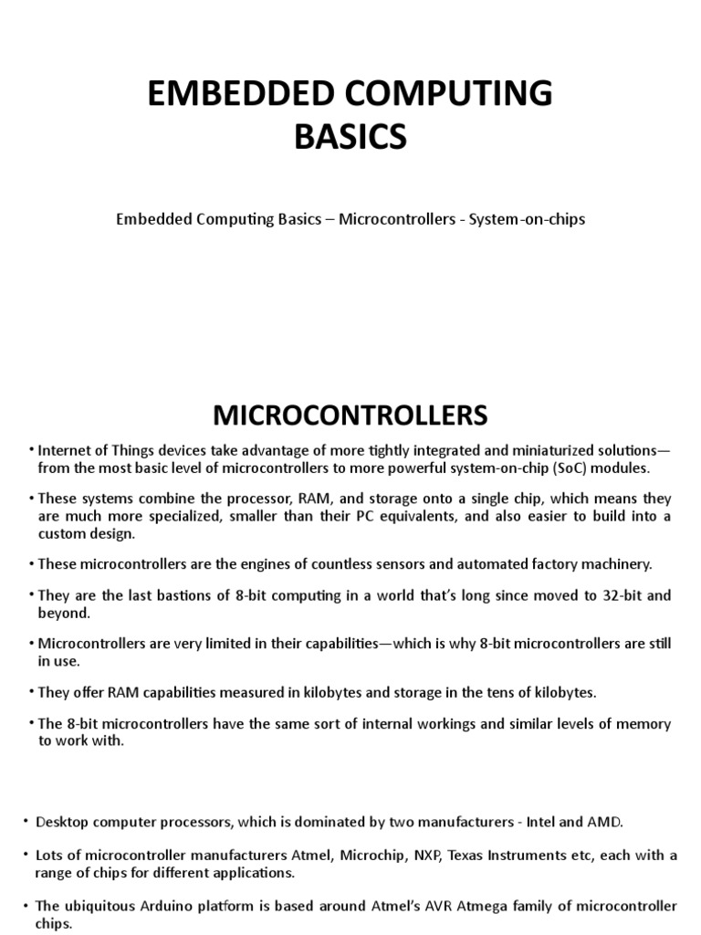 An Introduction to Embedded Computing: Microcontrollers and System-on-Chips | PDF | System On A ...