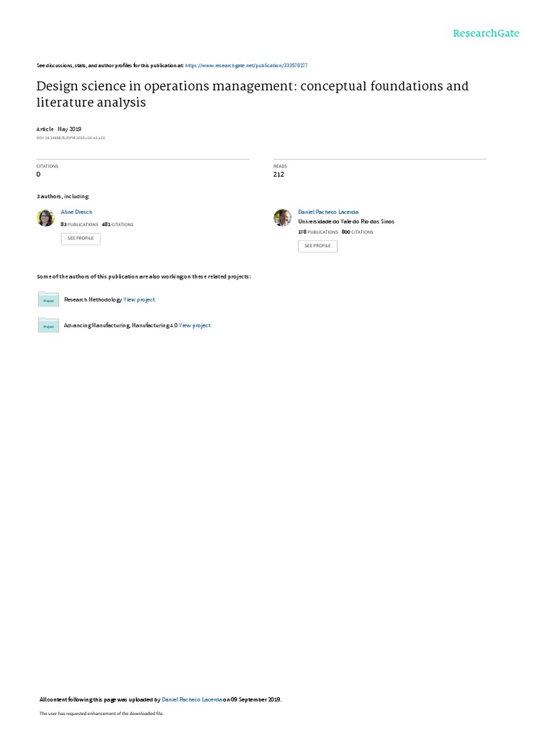 Design Science in Operations Management | PDF | Science | Theory
