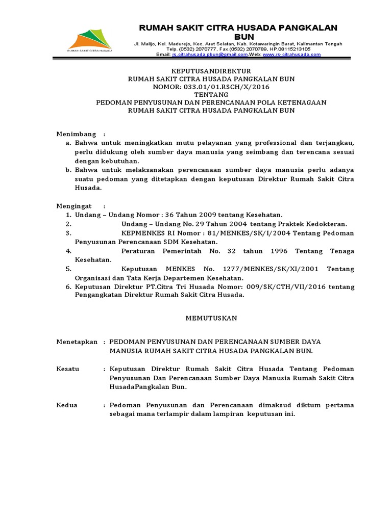 KPS &panduan Pedoman Penyusunan Dan Perencanaan Pola Ketenagaan | PDF