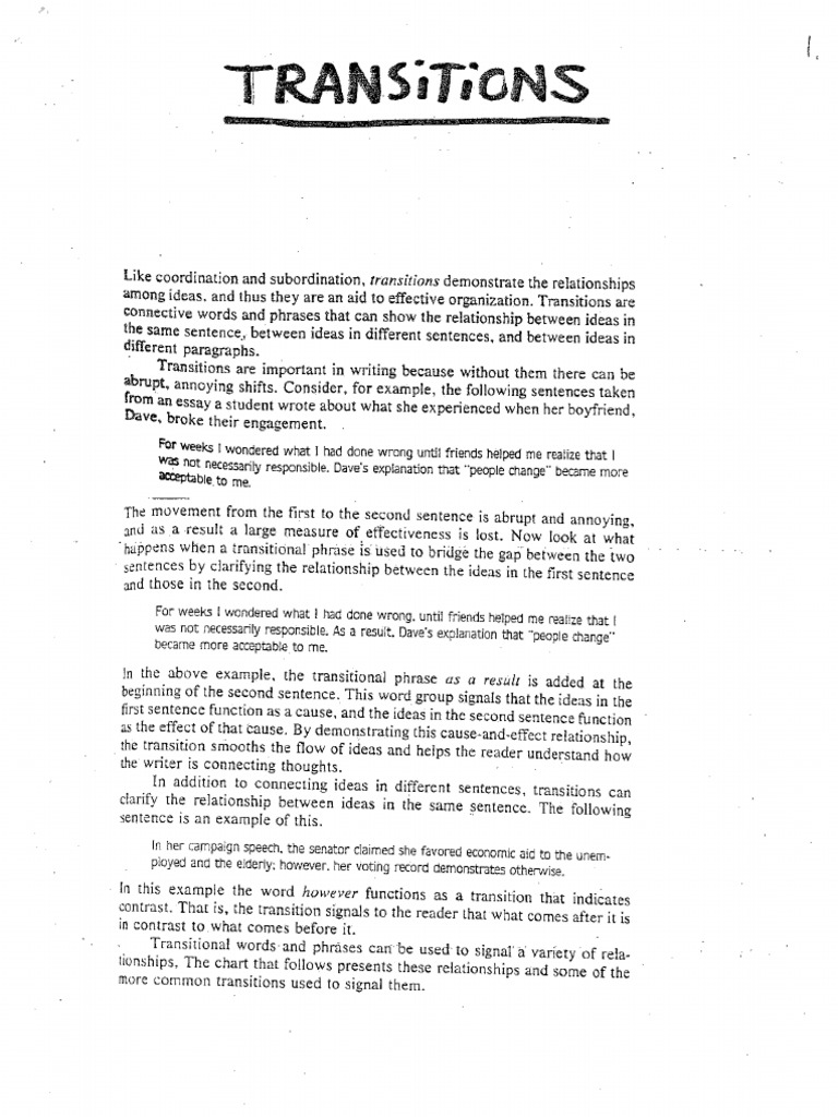 Transitions Handout | PDF