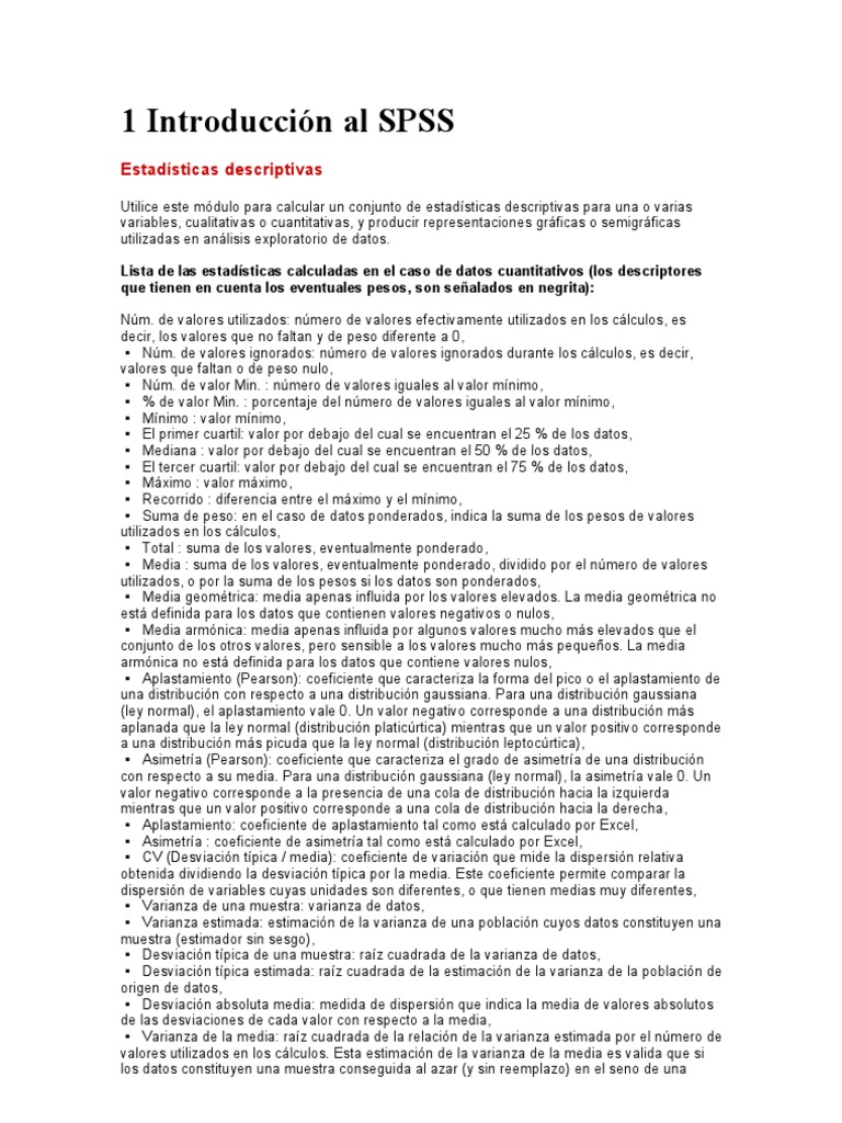 1 Introducción Al SPSS | PDF | Análisis de variación | Spss