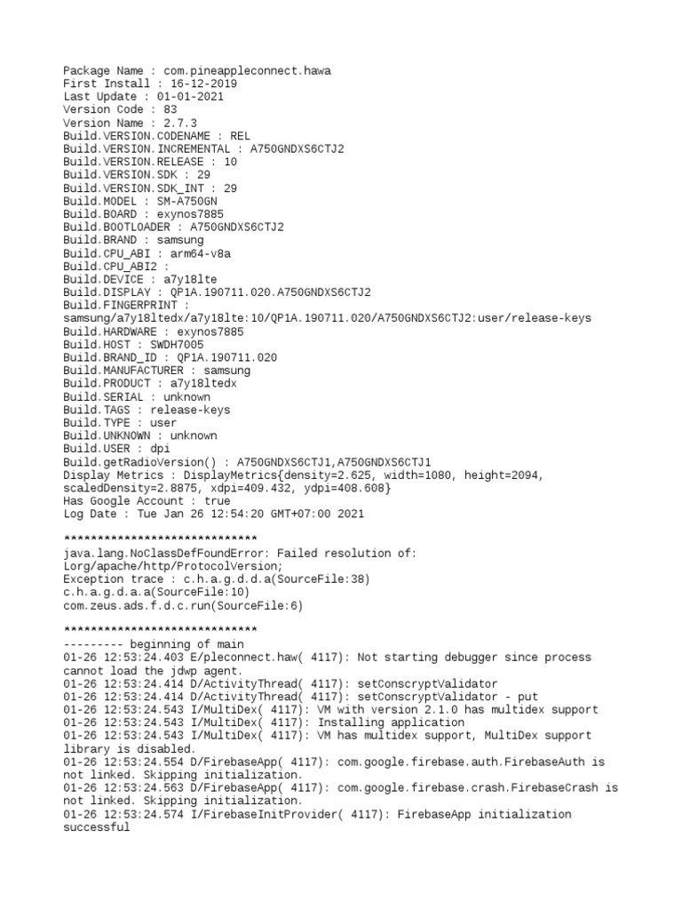 Android App Debugging Log | PDF | Software | Computer Science