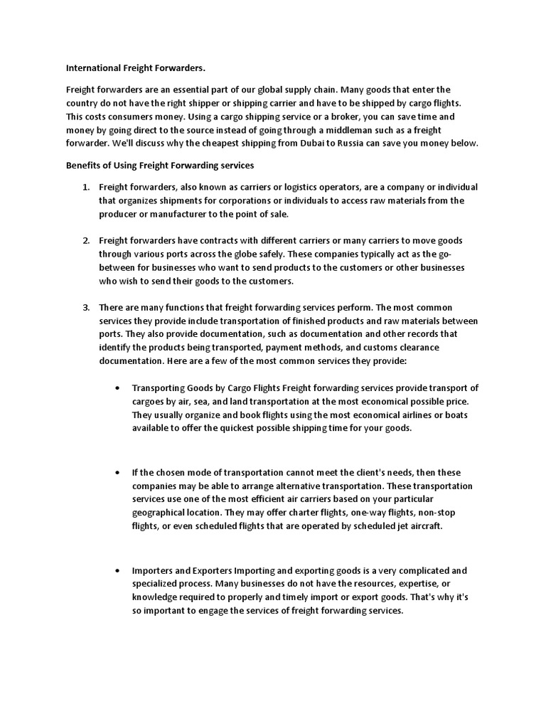 Freight Forwarding Service PDF | PDF | Cargo | Freight Transport
