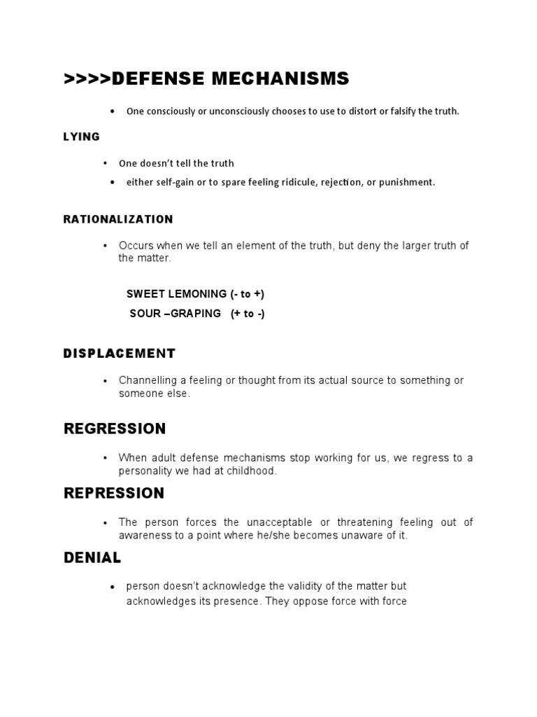 Defense Mechanisms: Regression | PDF