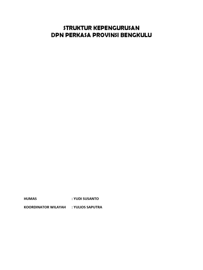 Struktur Kepengurusan DPN Perkasa Prov - Bengkulu | PDF