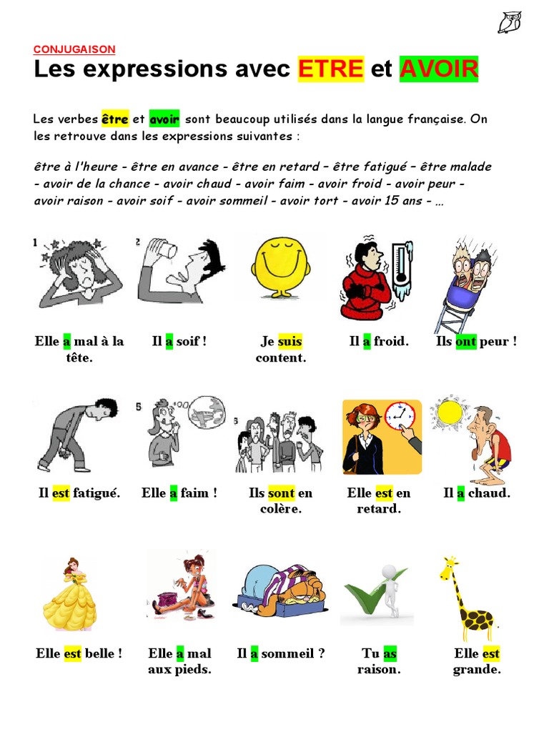 Expressions avec Être et Avoir | PDF