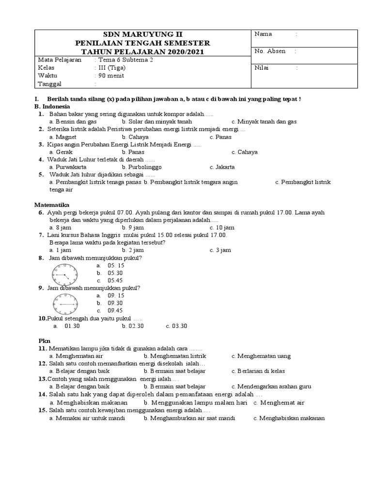 Soal PH Tema 6 Subtema 2 | PDF