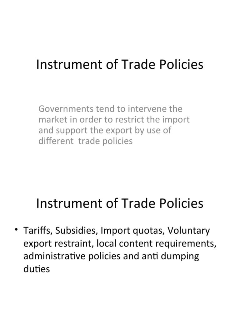 Instrument of Trade Policies | PDF | Subsidy | Tariff