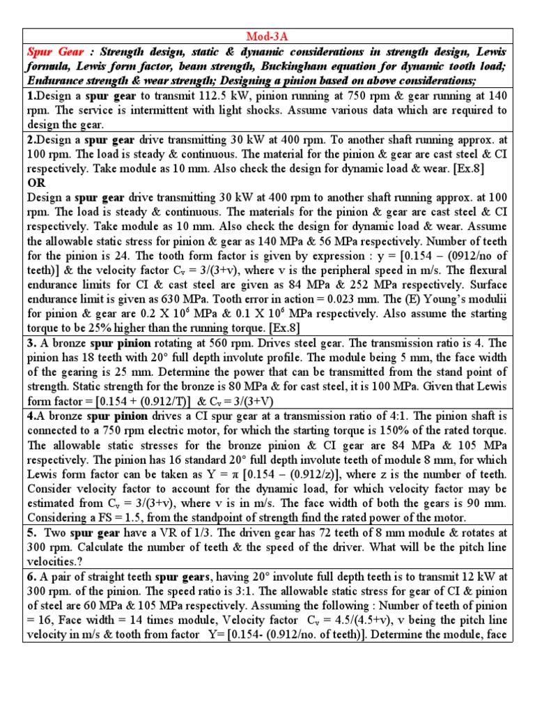 Mod-3A. Spur Gear | PDF | Gear | Manufactured Goods
