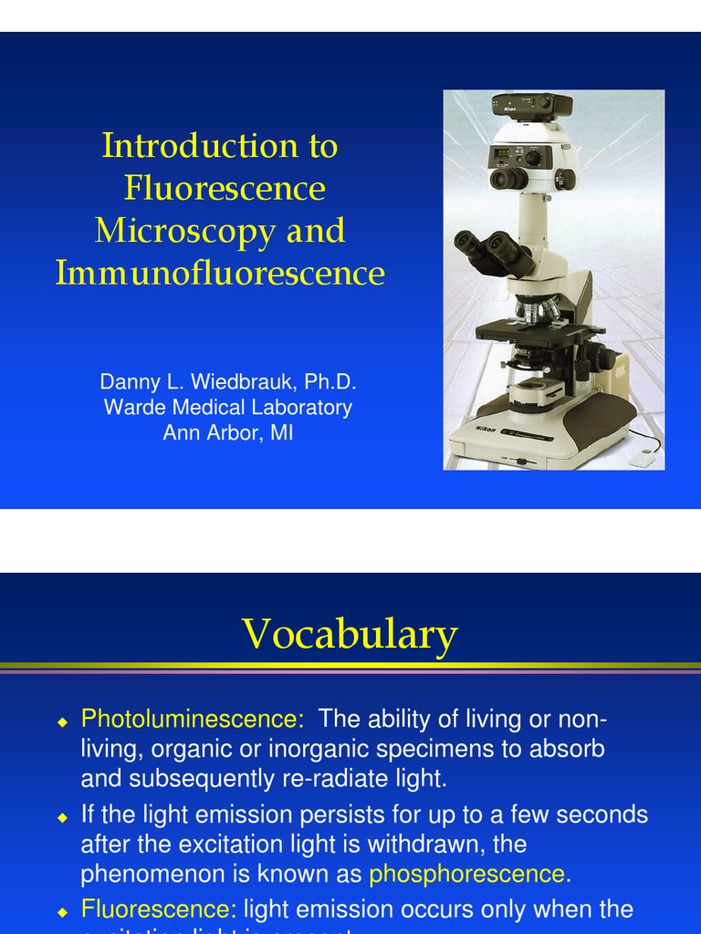 Introduction To Fluorescence Microscopy and Immunofluorescence | PDF | Microscopy | Fluorescence