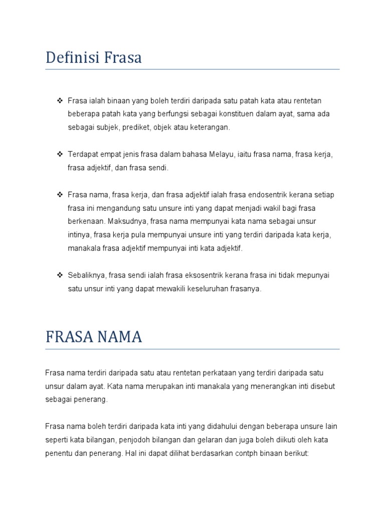 Definisi Frasa | PDF