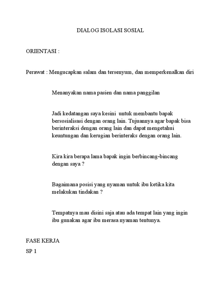 Dialog Isolasi Sosial | PDF