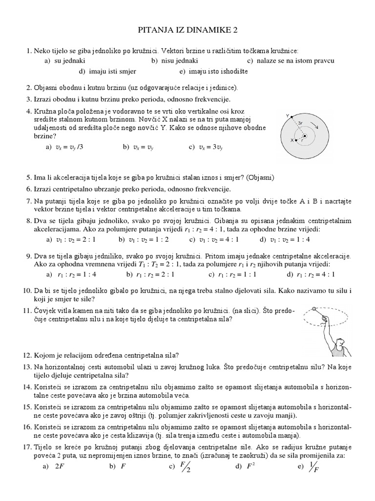 Fizika 1 Pitanja I Zadatci Za Modul 3 | PDF