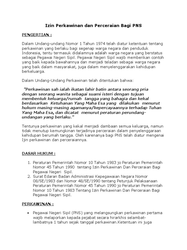 Izin Perkawinan Dan Perceraian Bagi PNS | PDF