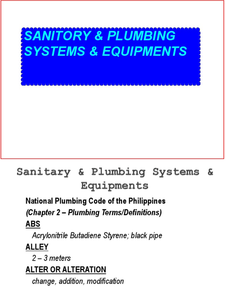 Sanitary and Plumbing Systems and Equipment | PDF | Pipe (Fluid ...